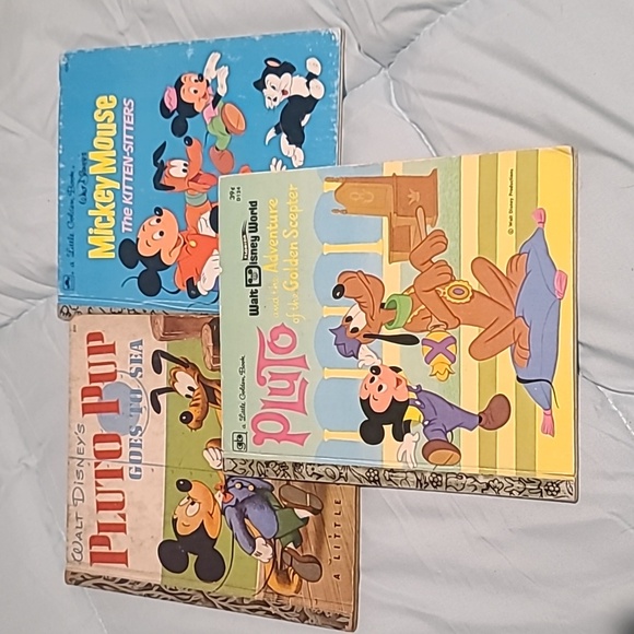 Disney | Accents | 3 Vintage Disney Mickey And Pluto A Little Golden Books | Poshmark